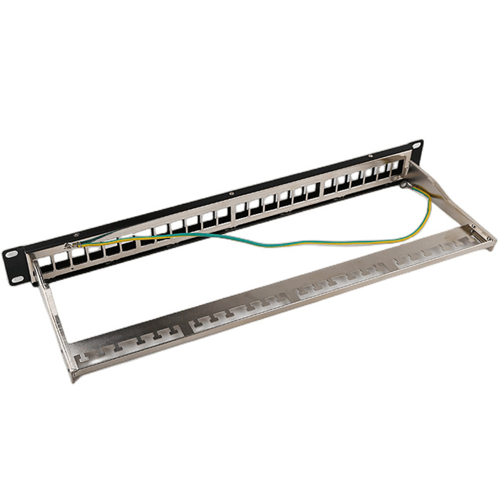 1U 24 Port STP Patch Panel RJ45 Rack Mount Cat6 Patch Panel Kosong
