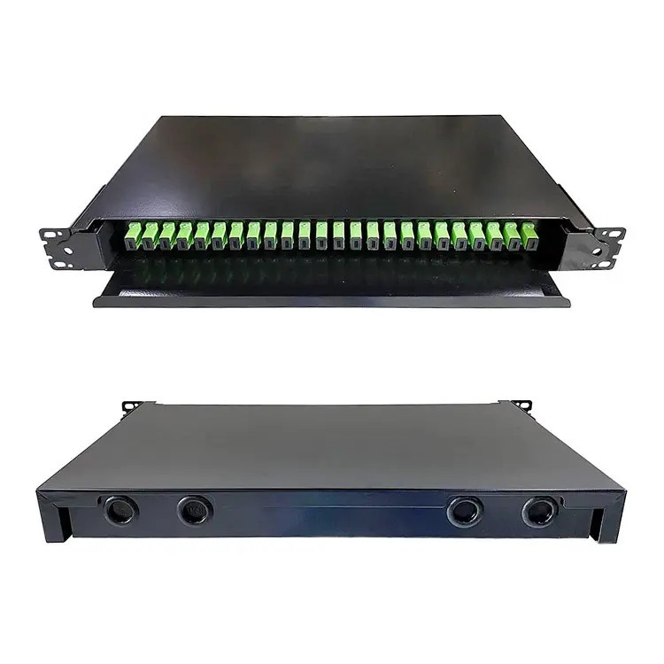 19 Inch Black Rack Mount Laci Optik Panel Patch Serat Optik Untuk ...
